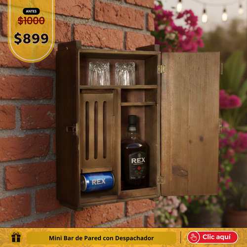Mini bar de pared artesanal de madera con despachador de latas por ...