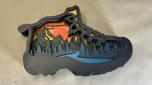 3D Wood Hiking Boot Art | Texas Ravenworks