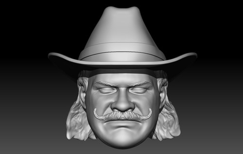 Ron Bass with hat 3D printed action figure head | Veg3d