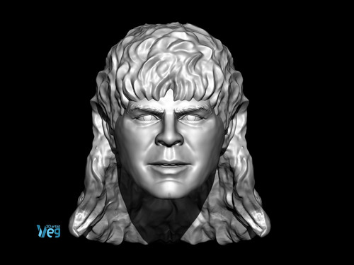 Brian Pillman slightly angry 3D printed action figure head | Veg3d