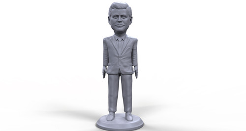 John Fitzgerald Kennedy JFK stylized 3D printed figure with stand | Veg3d