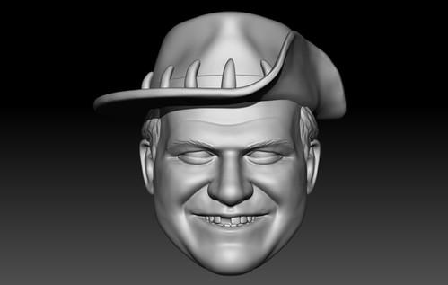 Outback Jack with hat 3D printed action figure head | Veg3d