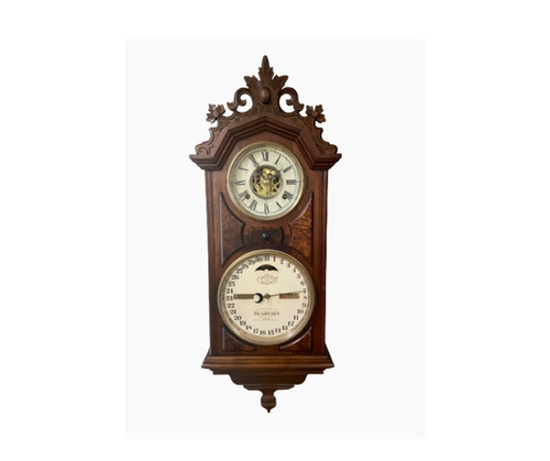 Walnut Ithaca hanging # six carved top library calendar clock | Ponzi's ...