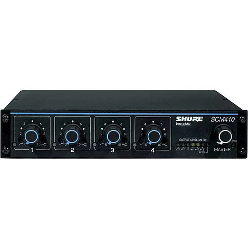 Shure SCM410 4-Channel Rack-Mountable Automatic Mic Mixer | Red Beard ...