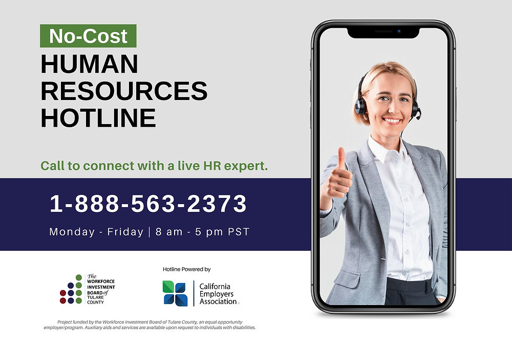 No-Cost Human Resource Hotline for Tulare County Employers