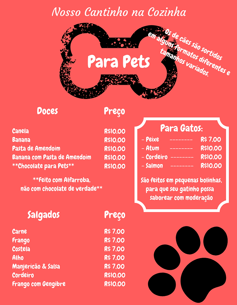 Cardápio Pets | nossocantinho