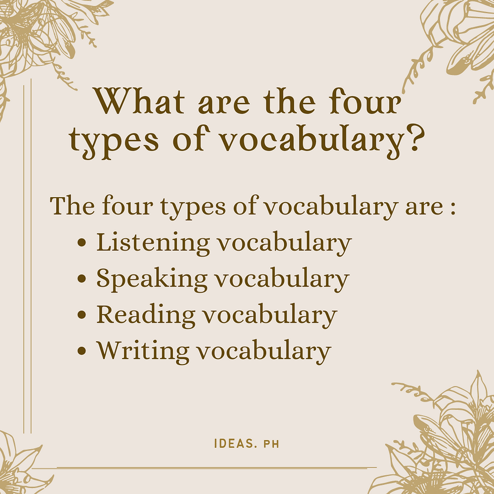 What are the four types of Vocabulary?