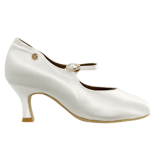 【106 Model】White Satin | Ladies Ballroom Dance Shoes | EFDanceShoes.com