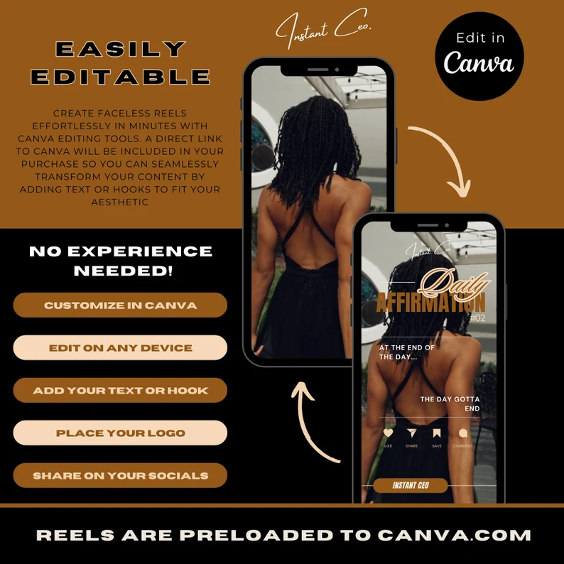 500+ Melanin Faceless Reels | DFY Library