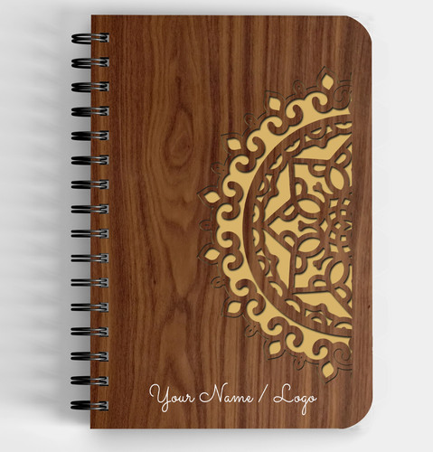 Customized Laser-cut MDF Cover Diary / Notebook (NB MDF Br 14) | BrownCloud