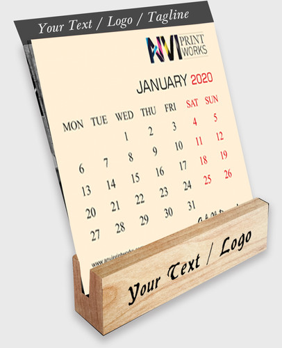 Personalized Table Calendar on Wooden Block Stand (DCal Wood 01 ...