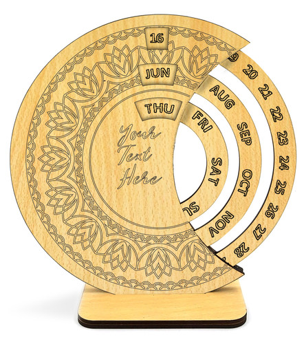 Personalized Wooden Perpetual Table Calendar (WPerp 06) | BrownCloud