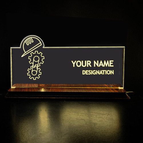 Customized Acrylic LED Name Plate for Office Desk for Engineer | BrownCloud