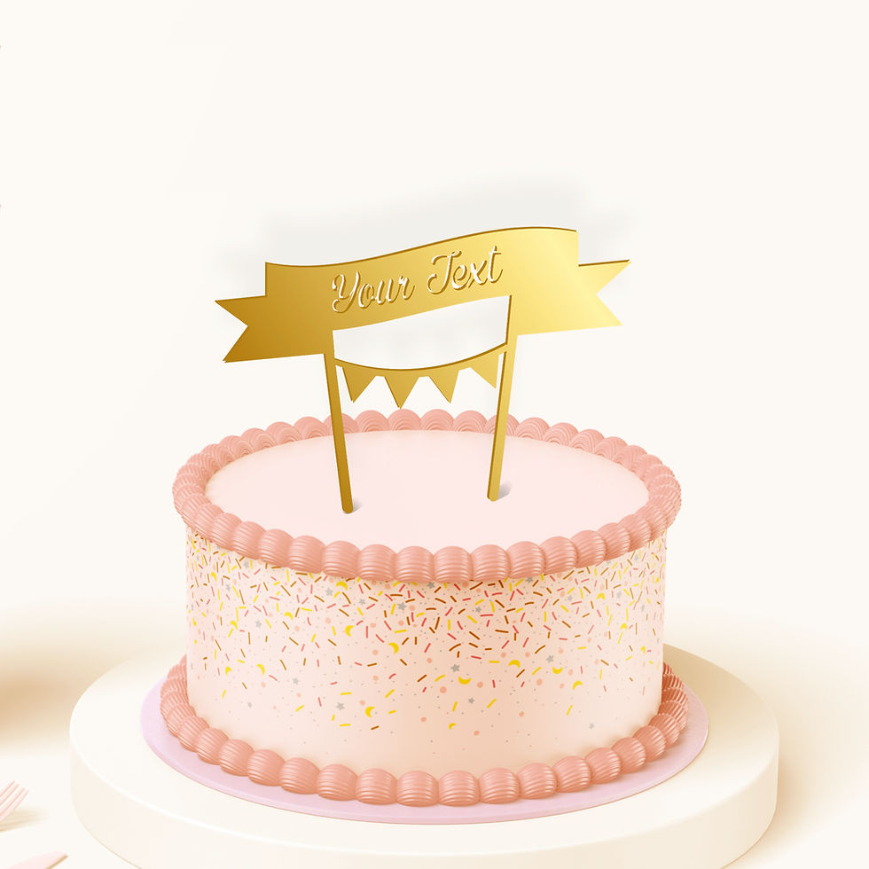 Golden Acrylic Laser-cut Cake Topper (Acr Gold CT 10) | BrownCloud