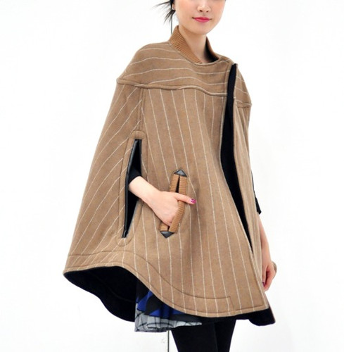 Double woven stripe minimal cloak | FLUMOR