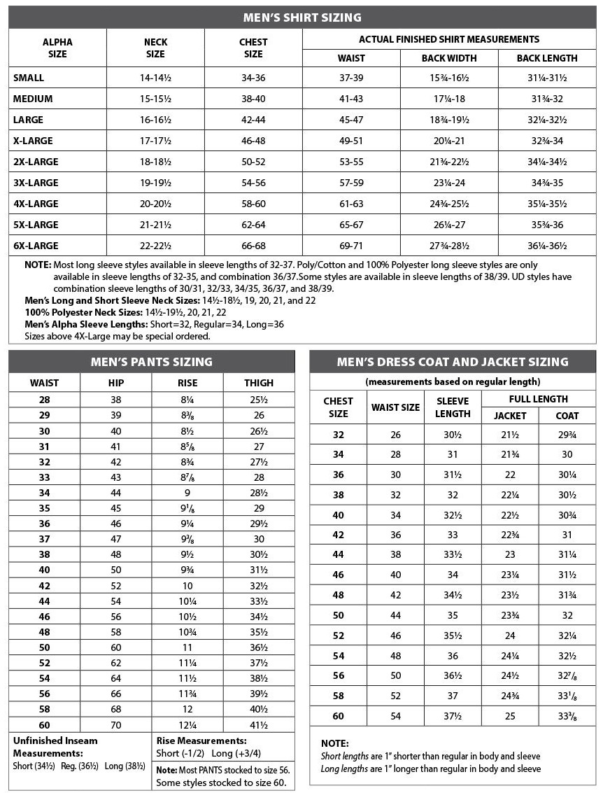 Size Chart | Uniform
