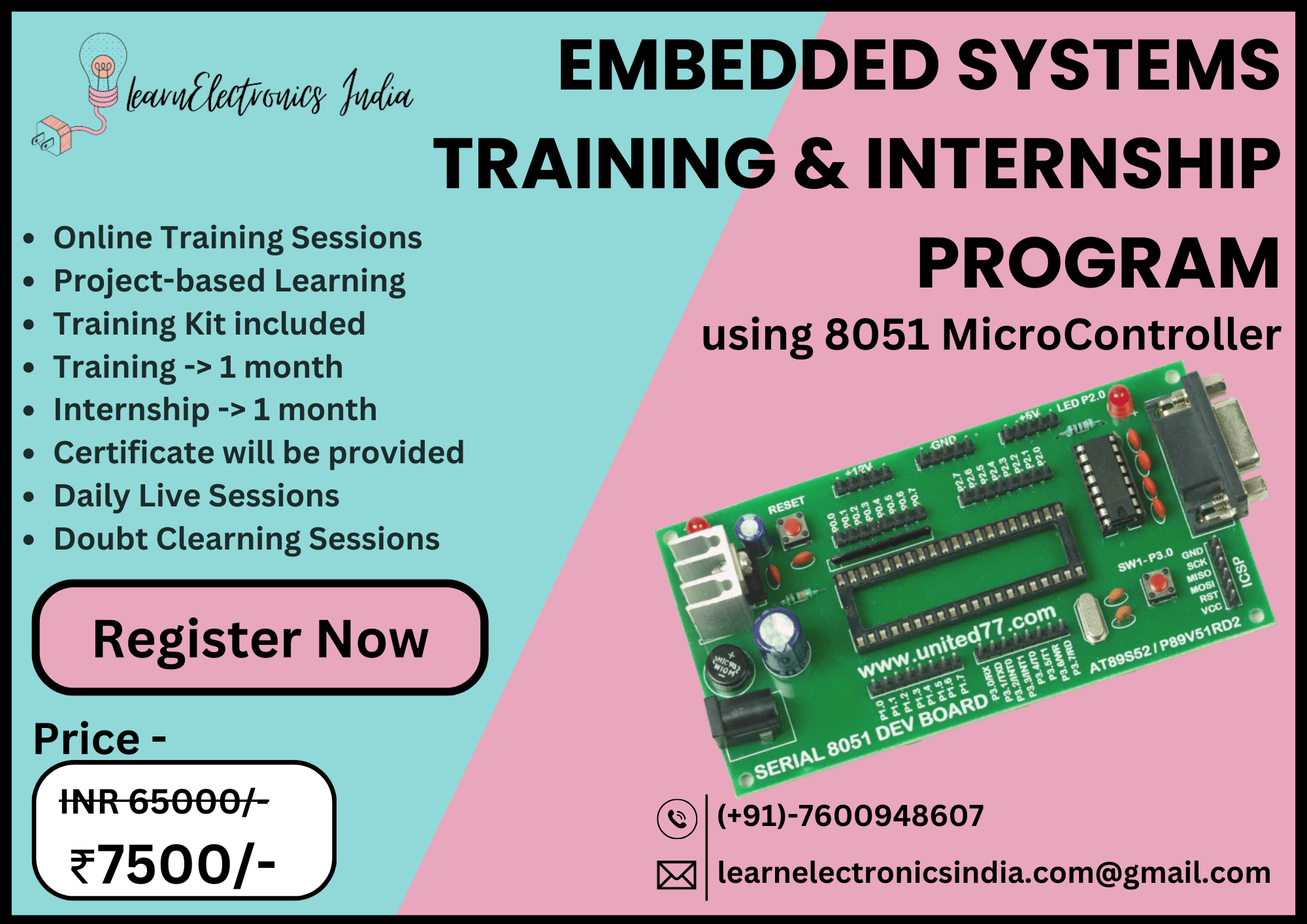 Embedded Systems Training & Internship Program using 8051 | LearnElectronics India India