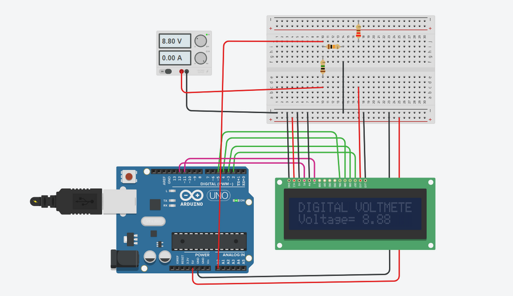 Building a Digital Voltmeter using Arduino UNO.