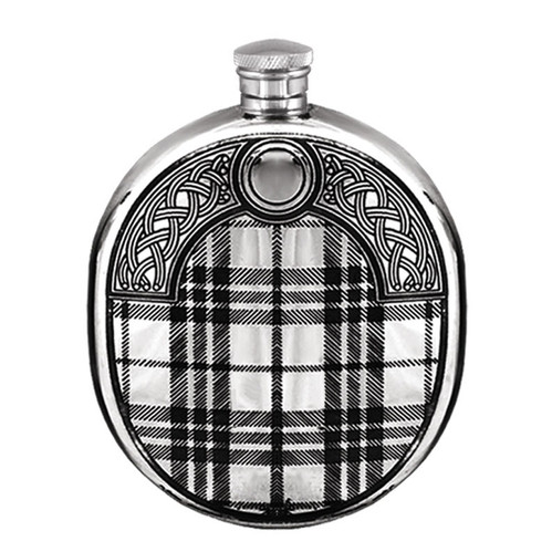 6 oz. Oval Pewter Hip Flask with Sporran Design. | highlander