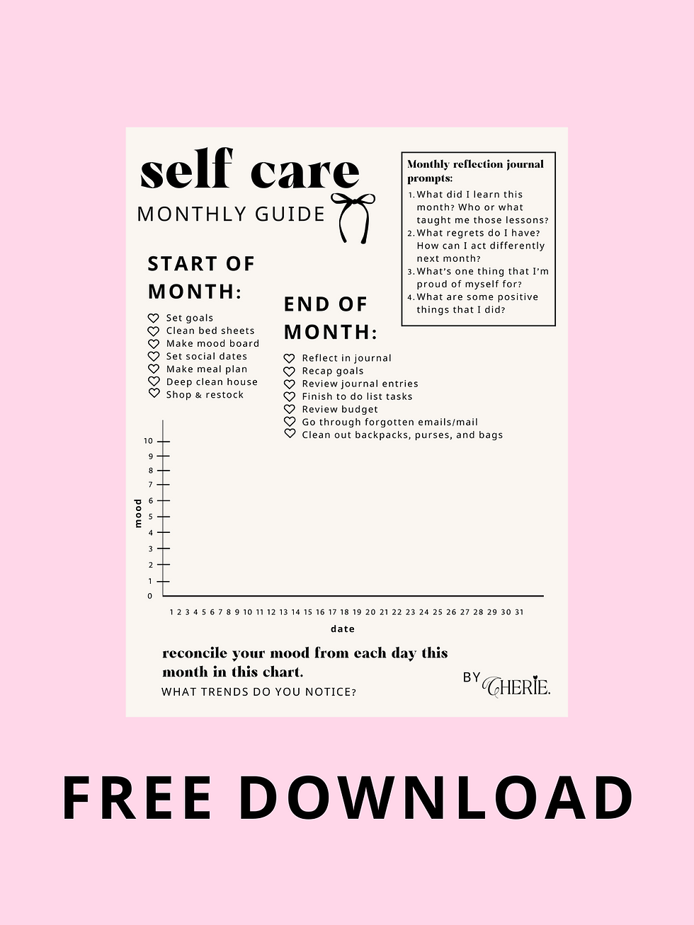 Monthly Self Care guide | Chérie