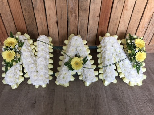 "NAN" White Base Letters | Flowers By Claudine