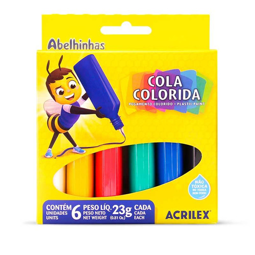 Cola Colorida Est. 6 Cores Abelinhas- Acrilex | Uptotime