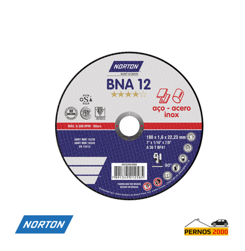 DISCO DE CORTE 7" NORTON BNA-12 | PERNOS 2000