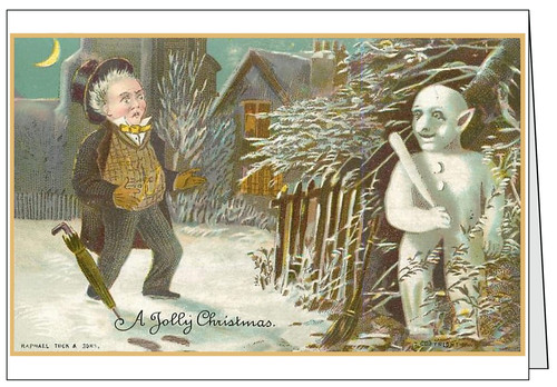 Victorian Man Scared by a Monster Christmas Card | Muddy Turnip