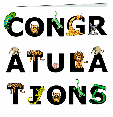 Congratulations Animal Alphabet Greetings Card | Muddy Turnip