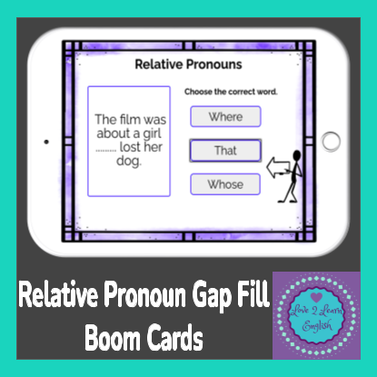 Relative Pronoun Gap Fill ESL Grammar Activity Boom Cards | Love 2 ...