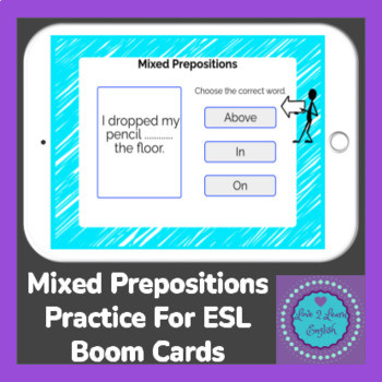 Grammar Practice Mixed Preposition Boom Card Activity for ESL Learners ...