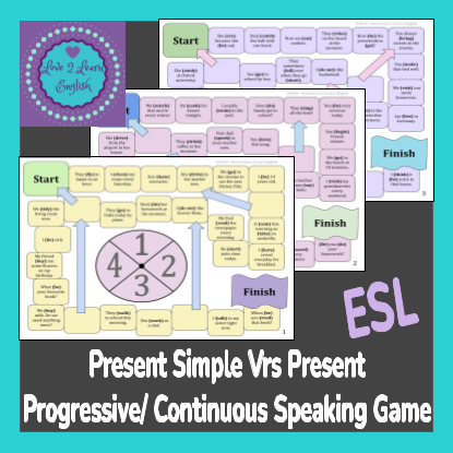 Present Simple V Present Continuous ESL Speaking Board Games | Love 2 ...