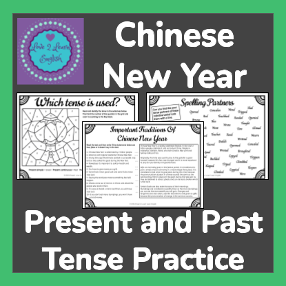 Chinese New Year Verb Tense Grammar No Prep Worksheets for ESL Students ...