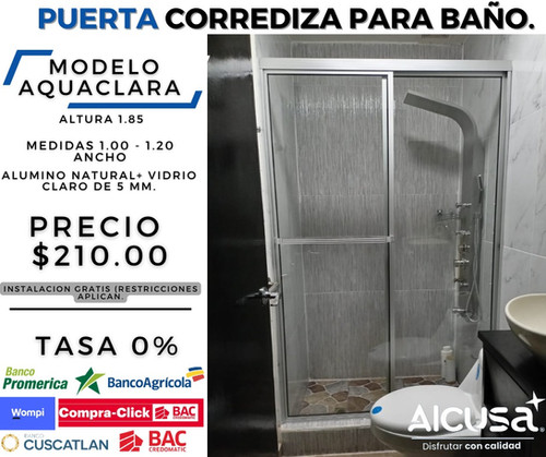 Puerta de baño aquaclara | ALCUSA S,A DE C,V