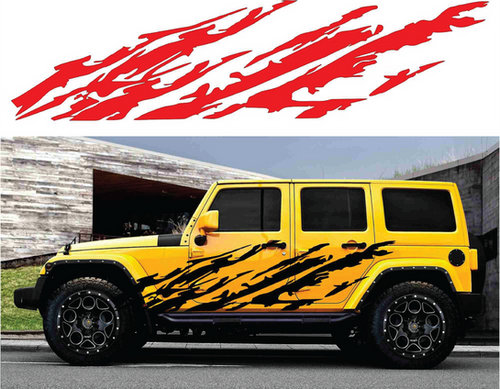 Jeep Full Side Ripped Mud Splash Decal Sticker Set | ANYStickerUWant.com