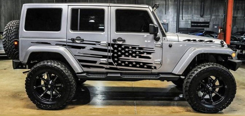 Jeep Full Side Distressed Flag Decal Sticker Set 2 | ANYStickerUWant.com