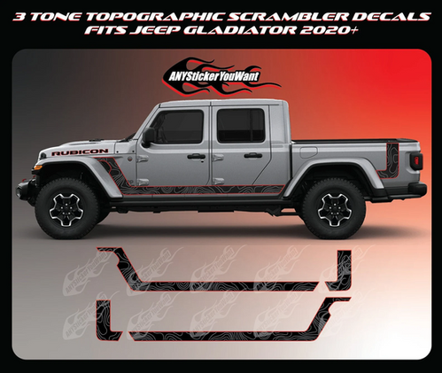3 Tone Topographic Scrambler Side Graphic Vinyl Decals Fits Jeep ...