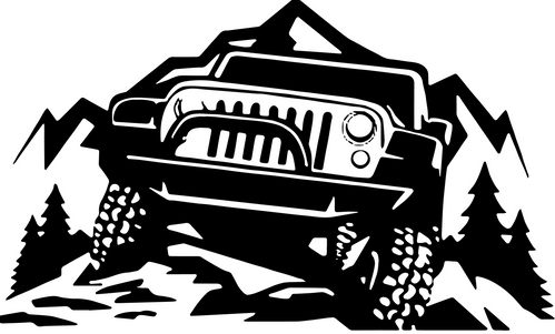 Jeep mountain Decal Sticker 6 (add text) | ANYStickerUWant.com
