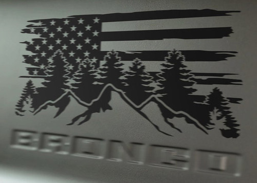 Ford Bronco Mountain American Flag Dash Board Decal Sticker ...