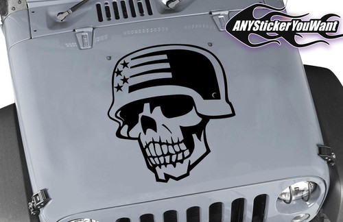 Jeep Wrangler Rubicon Army Skull Hood Decal Sticker 155 ...