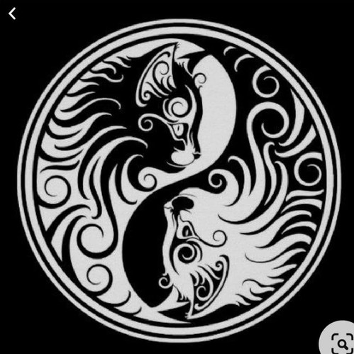 Ying Yang Tribal Cat Decal Sticker | ANYStickerUWant.com