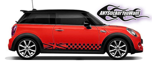 Mini Cooper Checkered British Flag Rocker Stripe Decal Sticker ...