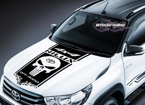 TRD Toyota Racing Development Hilux 4x4 Punisher Hood Stripe Decal ...