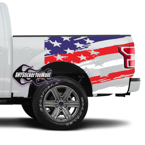 Universal American Flag Bed 3 Color Decal Sticker 2 (fits any truck ...