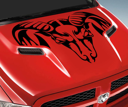 Dodge Ram Rebel Evil Ram Hood Decal Sticker 69 | ANYStickerUWant.com