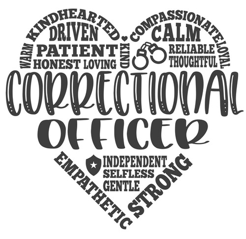 Detailed corrections officer heart decal sticker | ANYStickerUWant.com