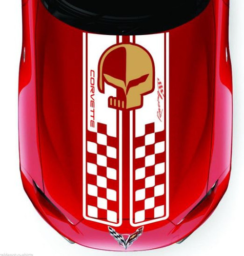 Chevy Chevrolet Corvette Jake Skull Racing Hood Stripes Vinyl Decal ...