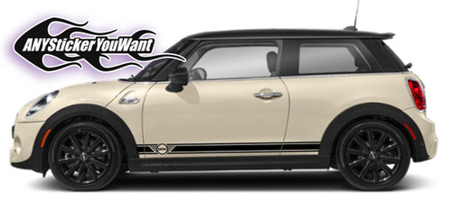 Mini Cooper Logo Rocker Stripes Bar Decal Sticker | ANYStickerUWant.com