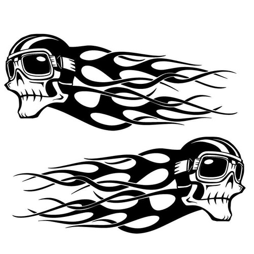 Flaming Skull Aviator Decal Sticker | ANYStickerUWant.com
