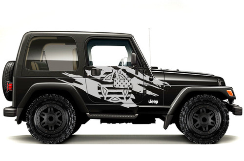 Jeep Wrangler Full Side Army Star Shredded Rip Decal Sticker 581 ...